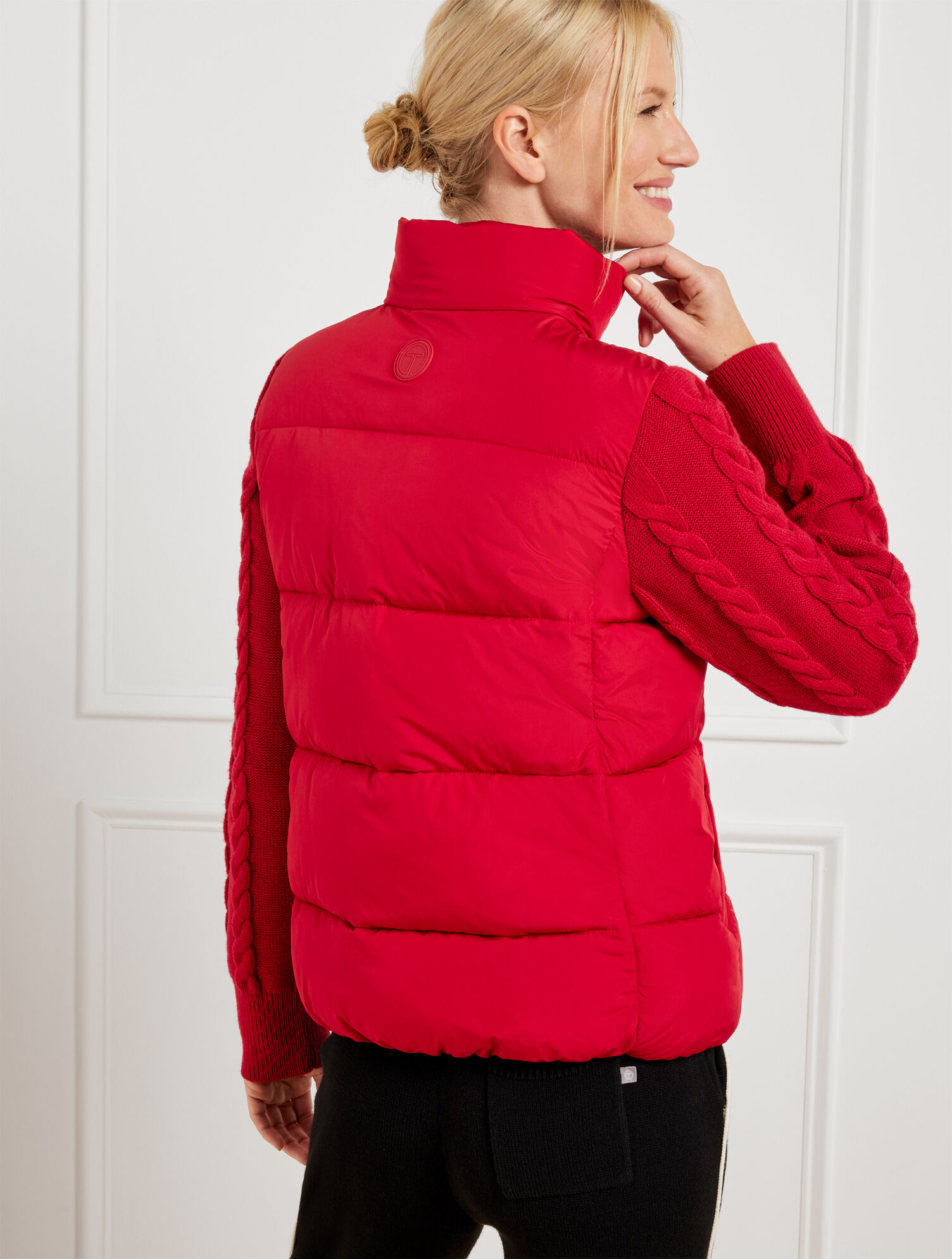 Cable Knit Sleeve Puffer Jacket | Talbots
