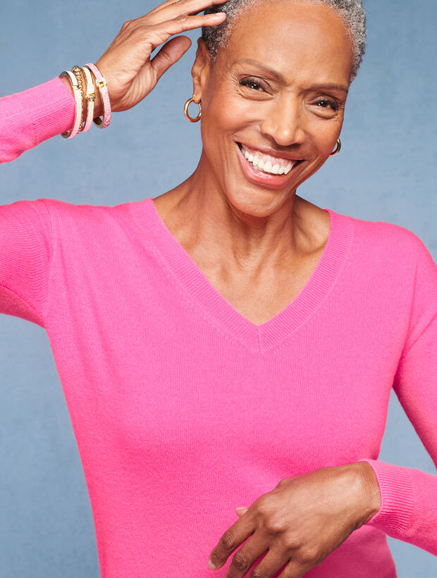 Cashmere Drop Shoulder V-Neck Sweater | Talbots