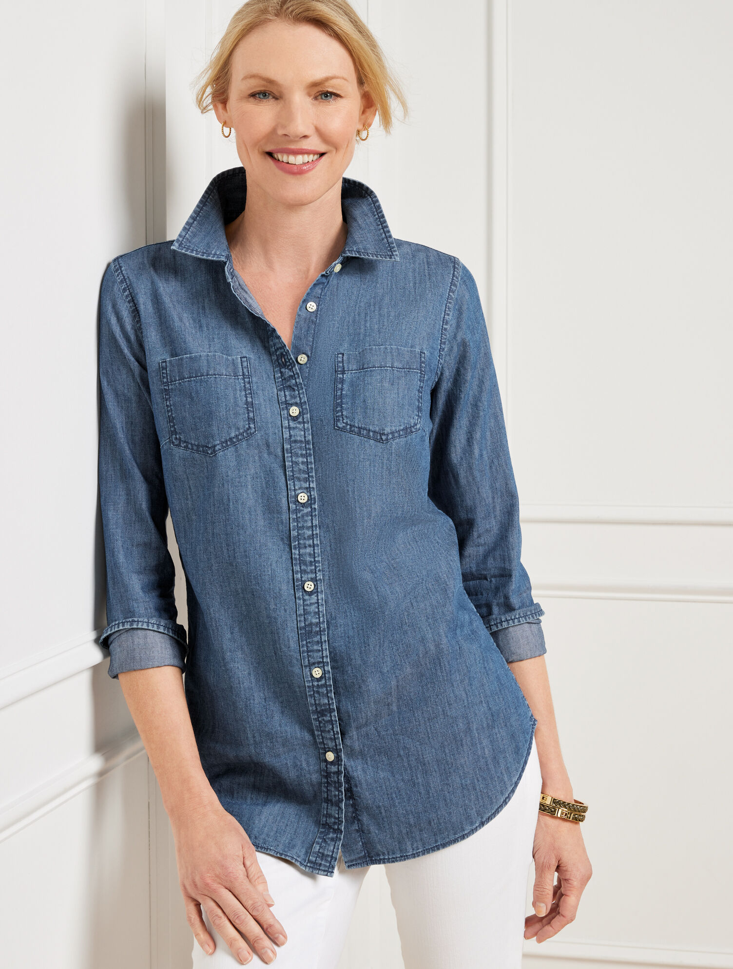 Denim Button Front Shirt | Talbots