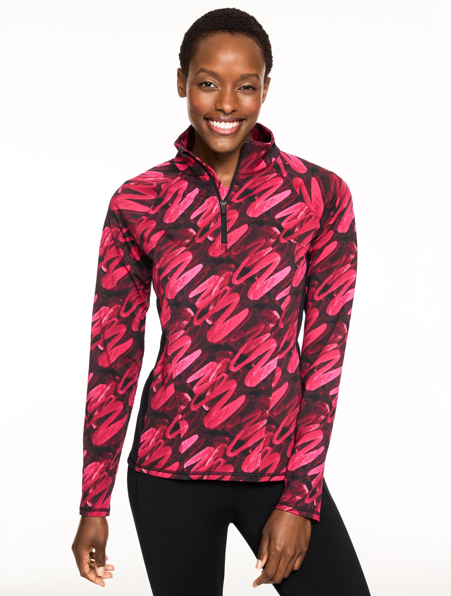 Performance Compression Half Zip Pullover - Brushed Lines | Talbots