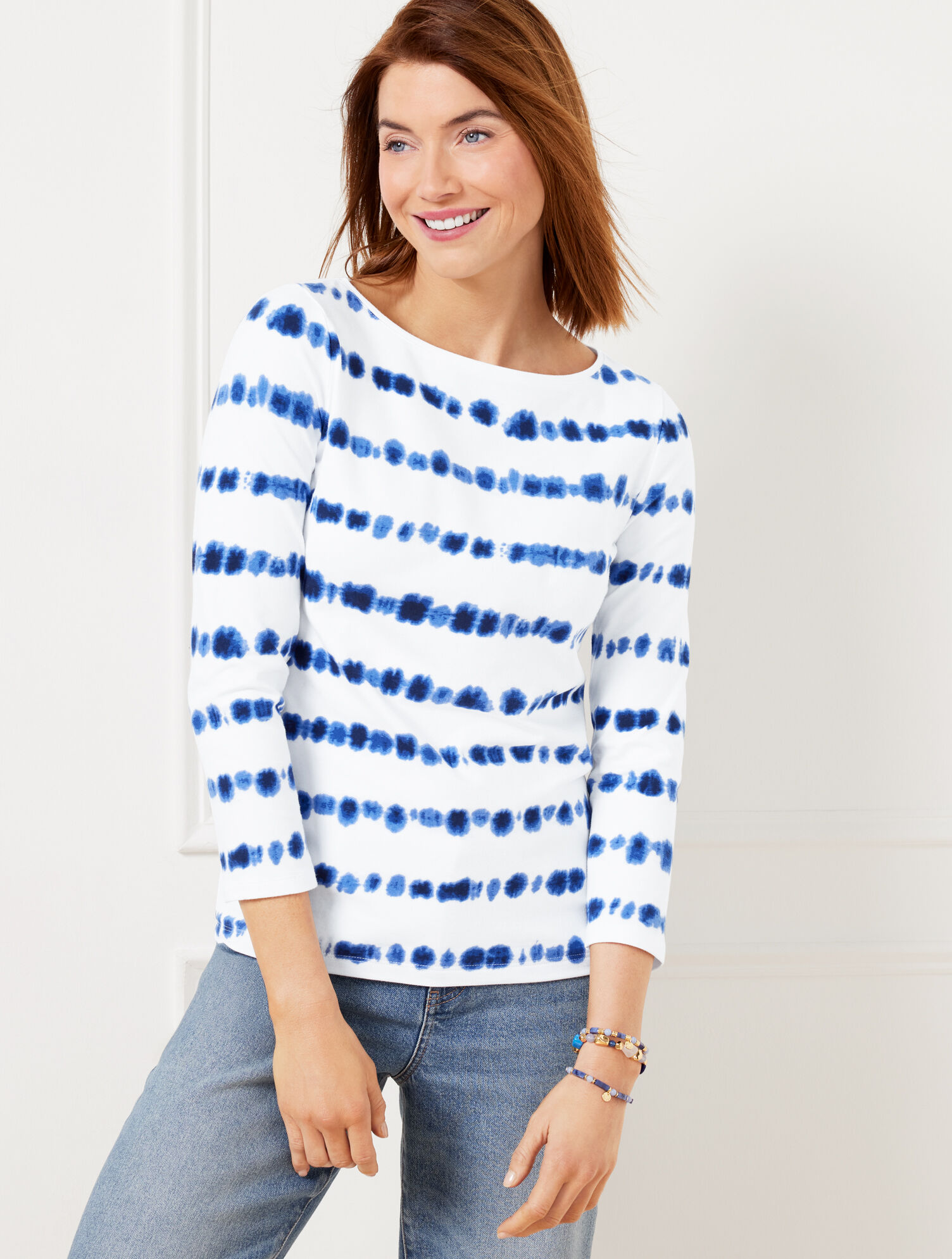 Bateau Neck Tee - Tie-Dye Dots | Talbots