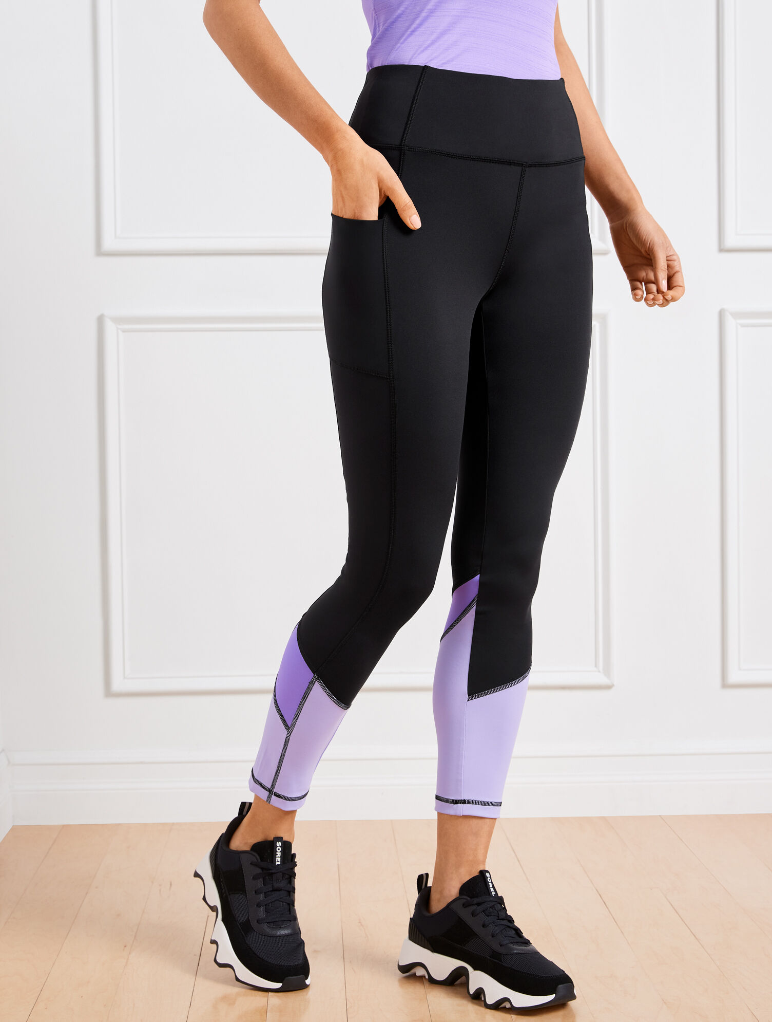 Performance Interlock Leggings - Colorblock | Talbots