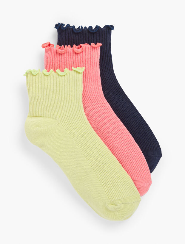 Three-Pack Scallop Edge Crew Socks | Talbots
