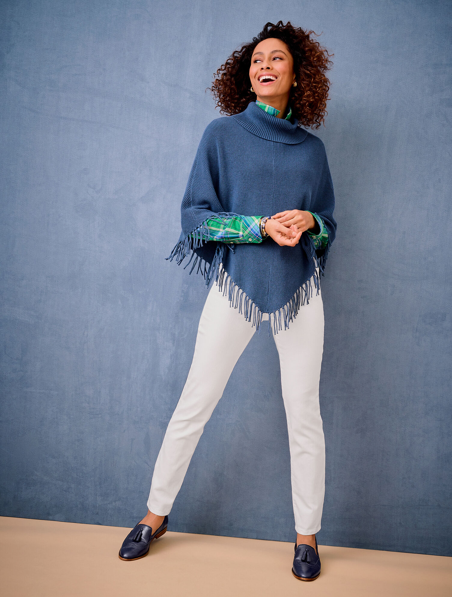 Plus Exclusive Fringe Knit Poncho | Talbots