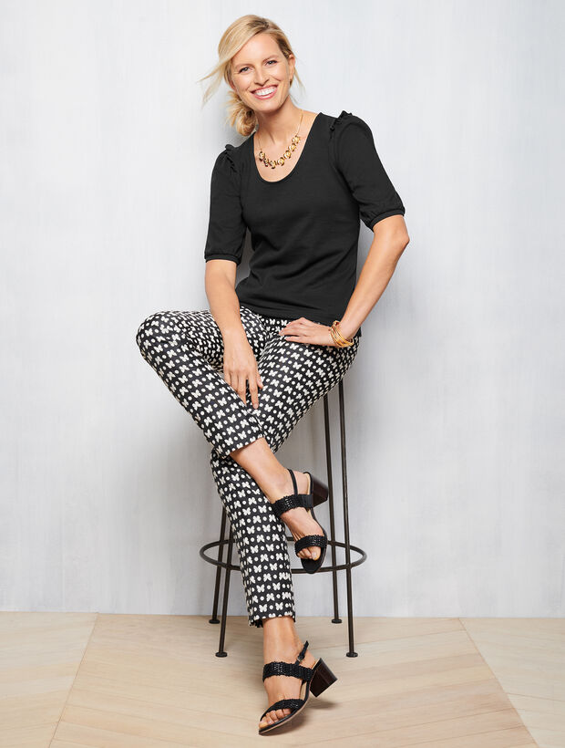 Ruffle Shoulder Voop Neck Tee | Talbots