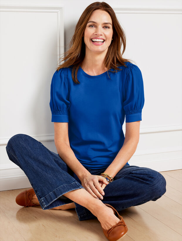 Woven Sleeve Crewneck Tee | Talbots