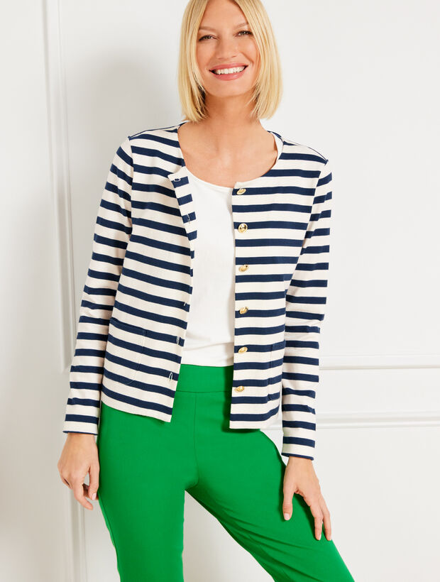 Patch Pocket Knit Cardigan - Kent Stripe | Talbots
