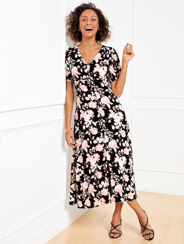 Crepe Midi Dress - Silhouette Roses | Talbots
