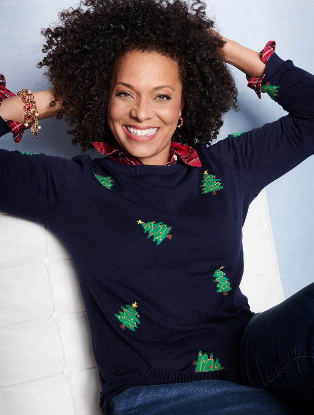 Crewneck Sweater - Tossed Trees | Talbots