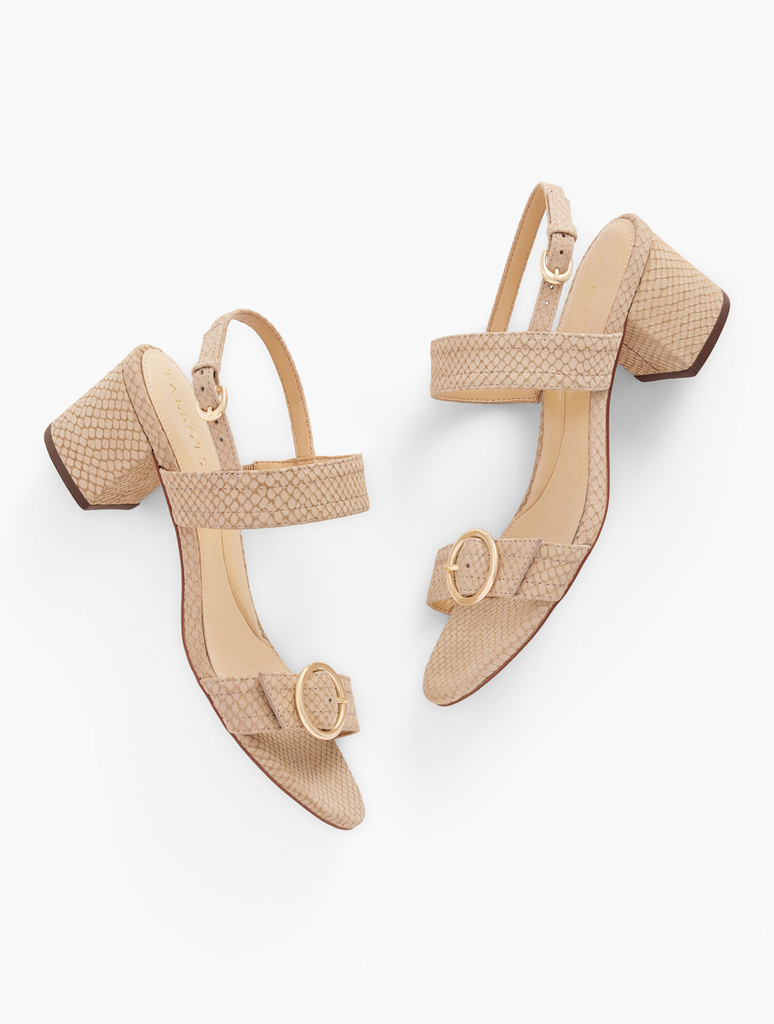 Mimi Buckle Exotic Block Heel Sandals | Talbots