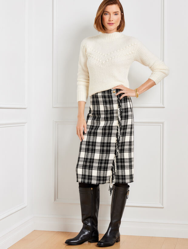 Fringe Wrap Skirt - Ice Plaid | Talbots