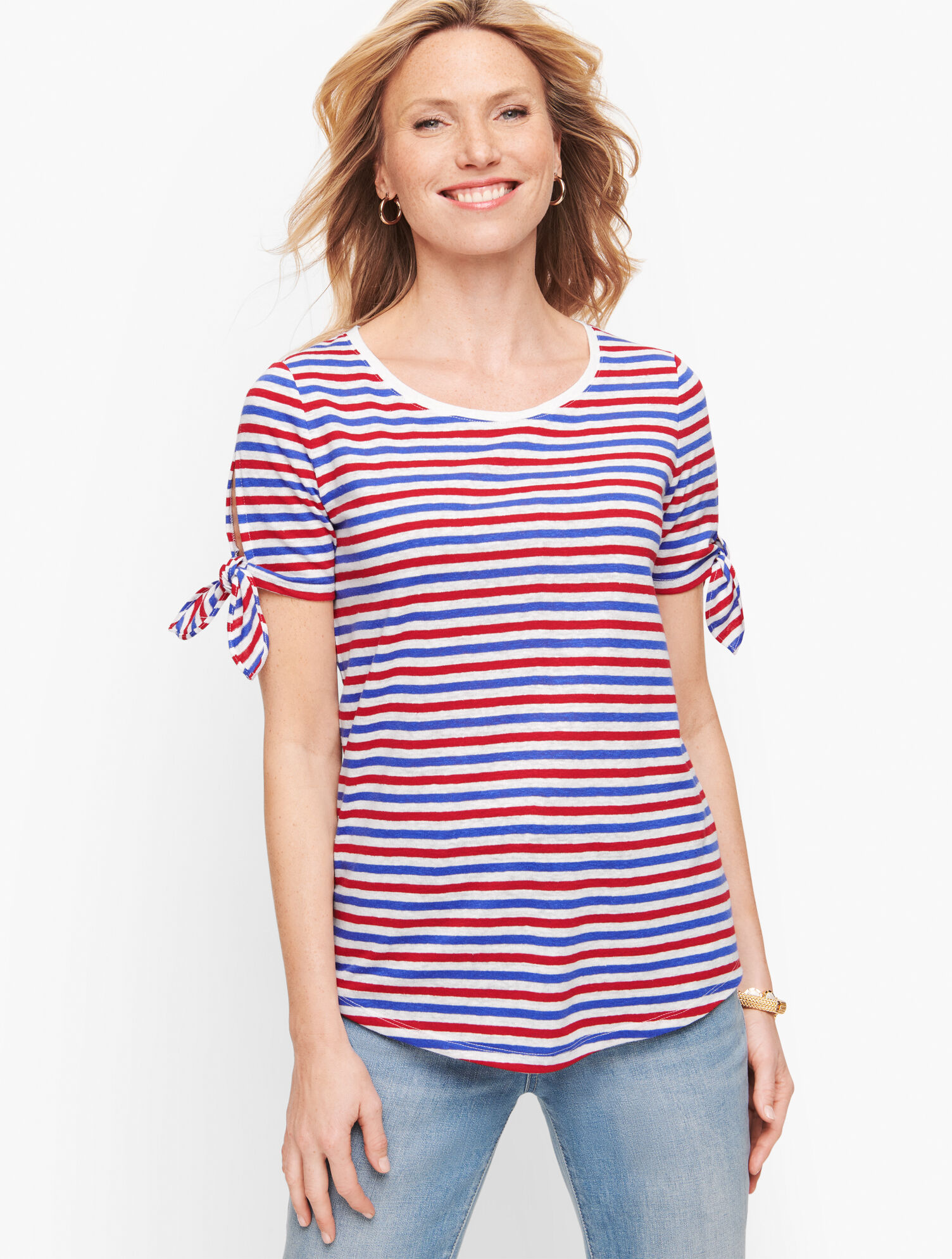 Tie Sleeve Tee - Stripe | Talbots