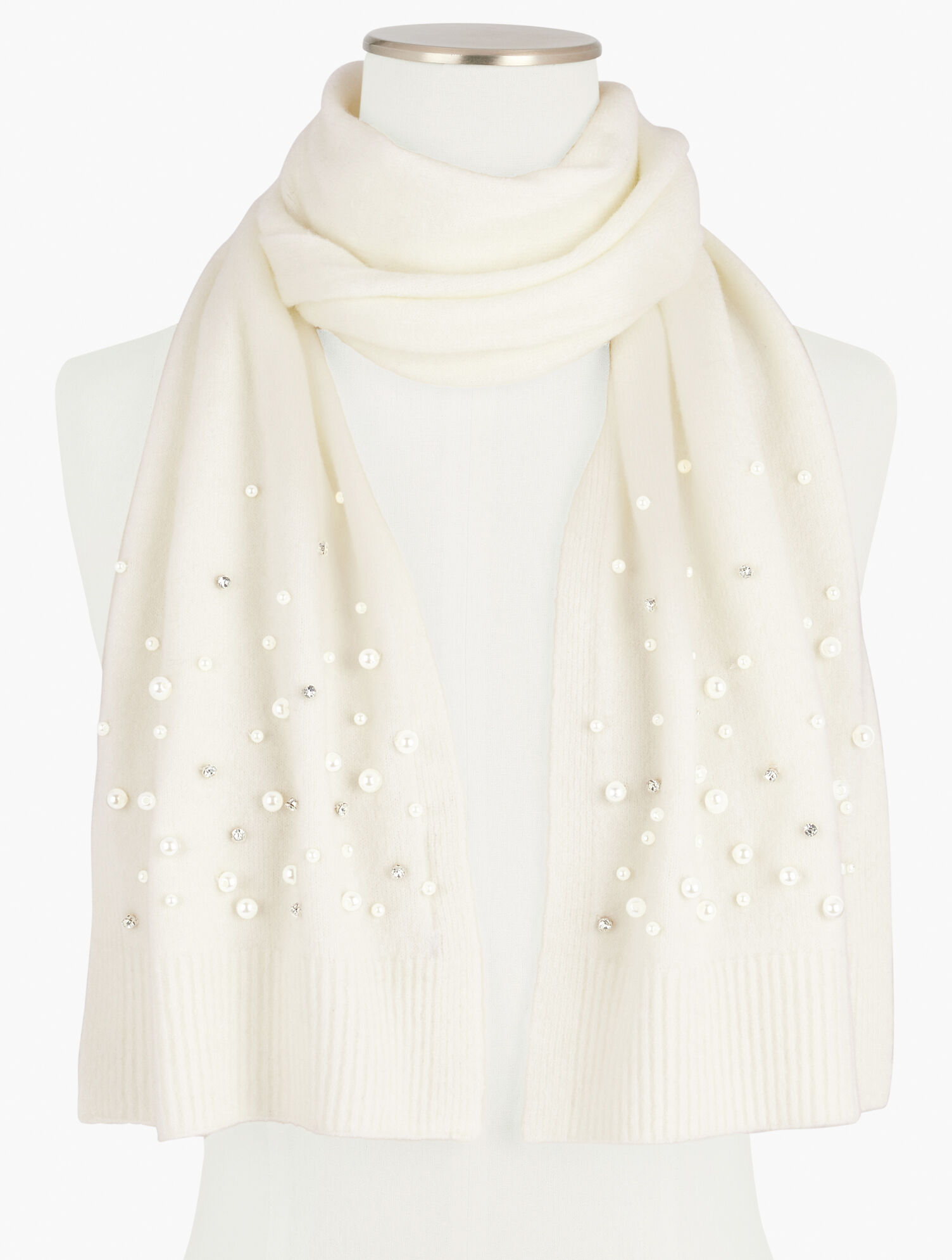 Pearl & Rhinestone Embellished Scarf | Talbots