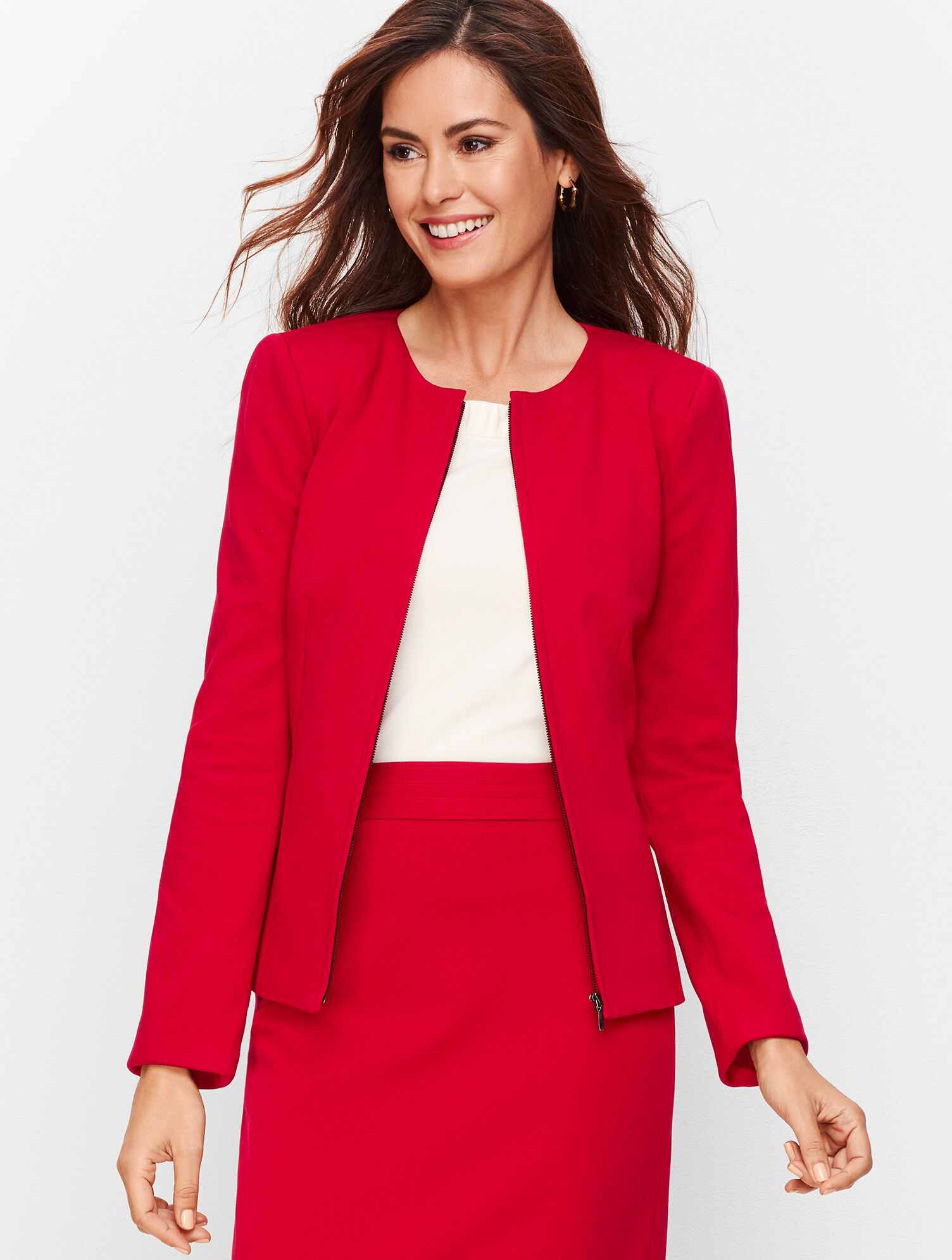 Italian Luxe Knit Zip-Front Jacket - Solid | Talbots