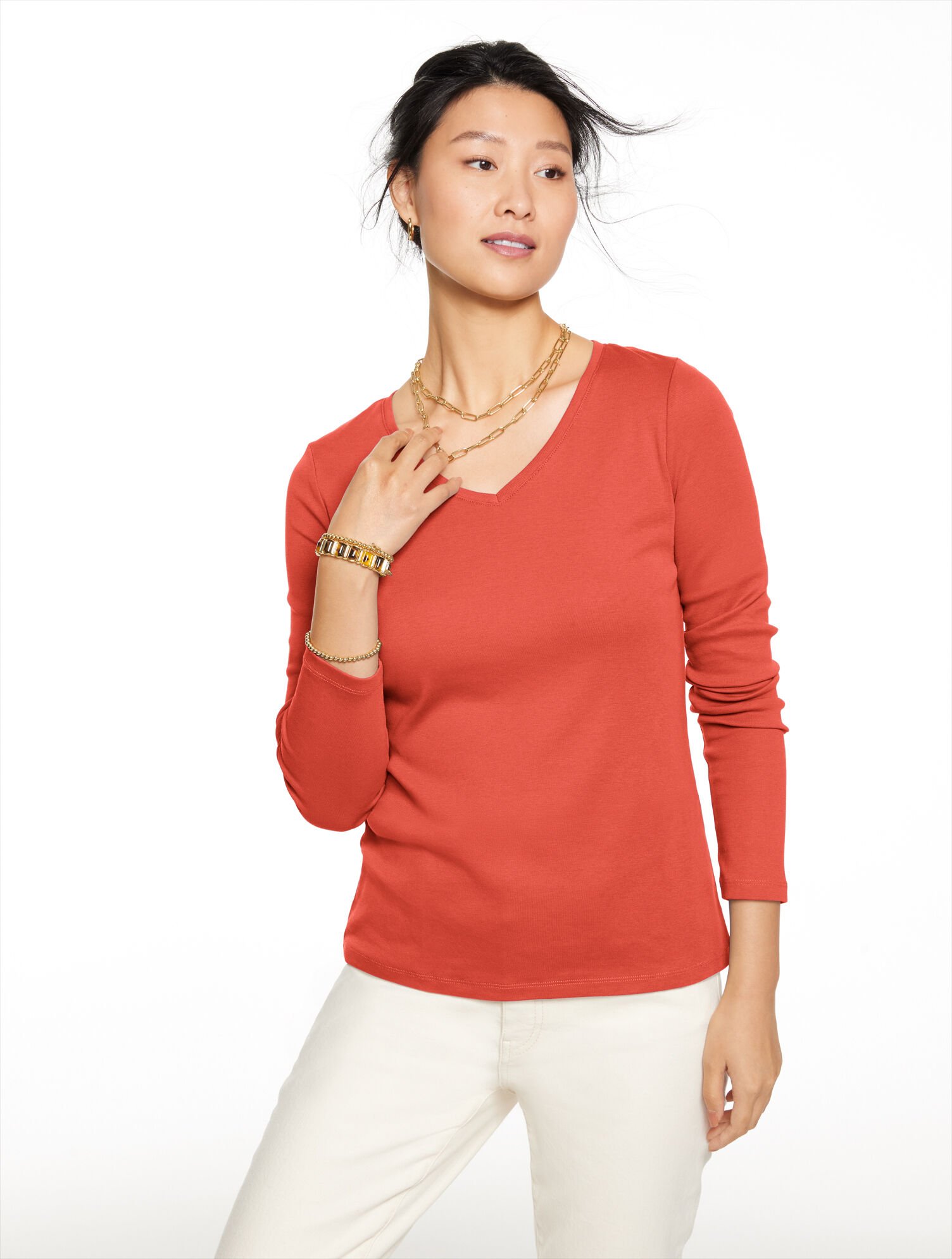 Pima V-Neck Tee | Talbots