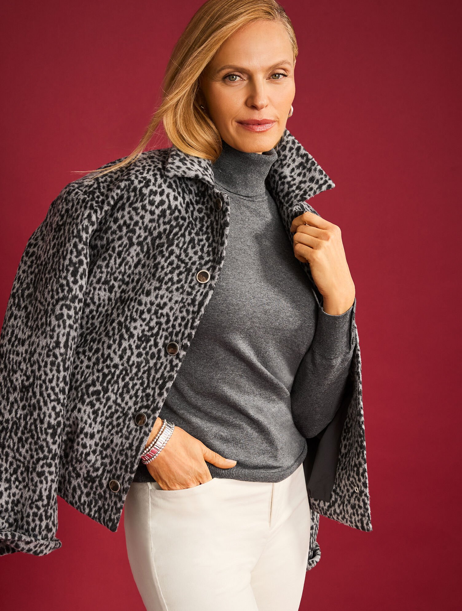 Brushed Jacket - Snow Leopard | Talbots