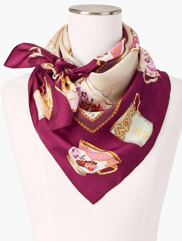 Echo Tea Cups Silk Square Scarf | Talbots