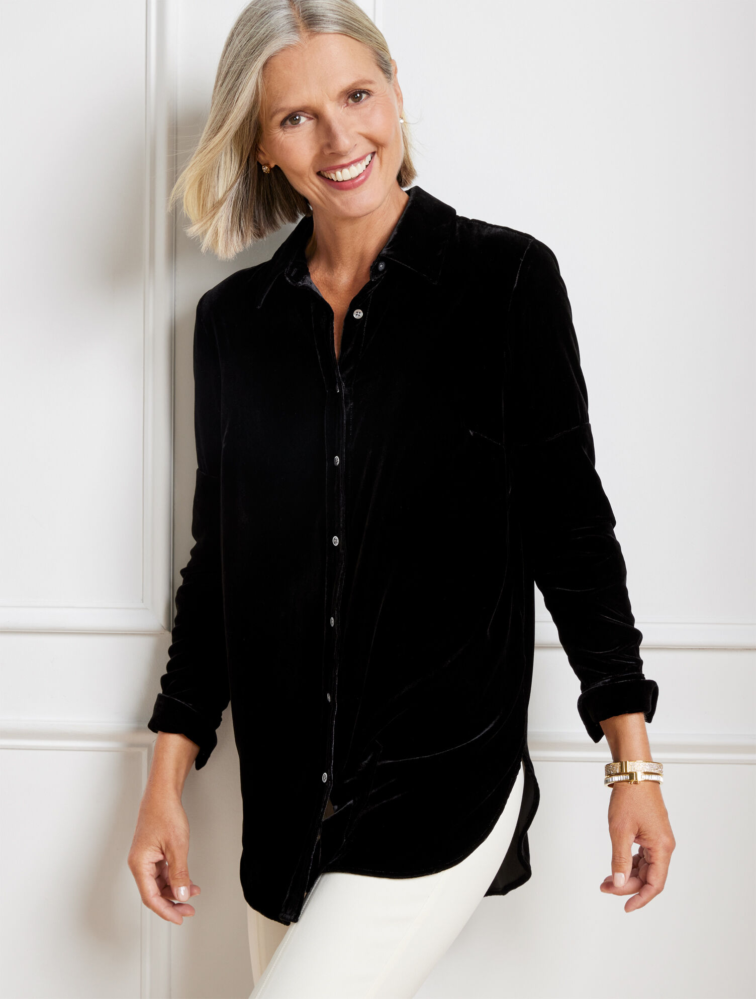 Effortless Velvet Boyfriend Shirt | Talbots