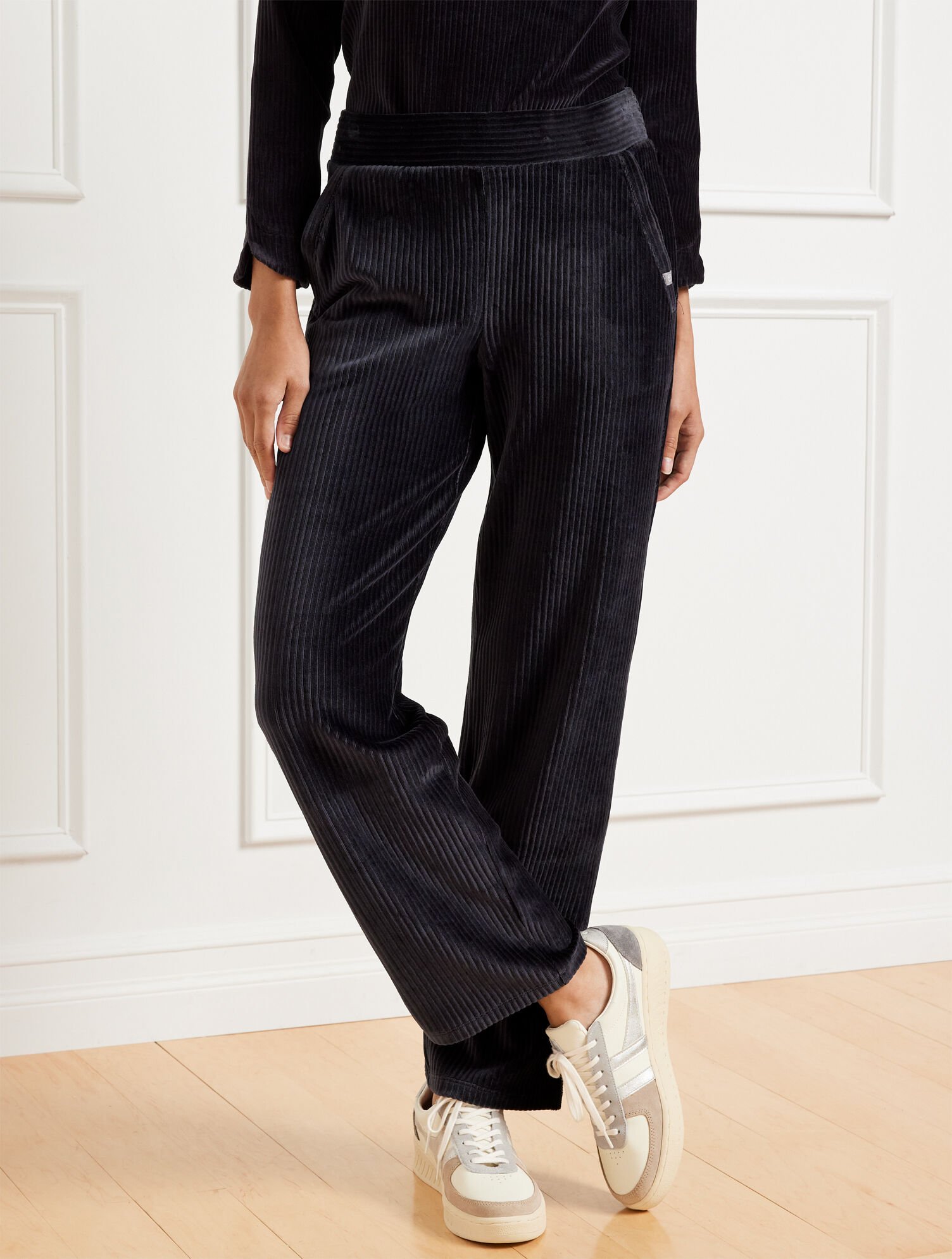 Ribbed Velour Wide Leg Pants | Talbots