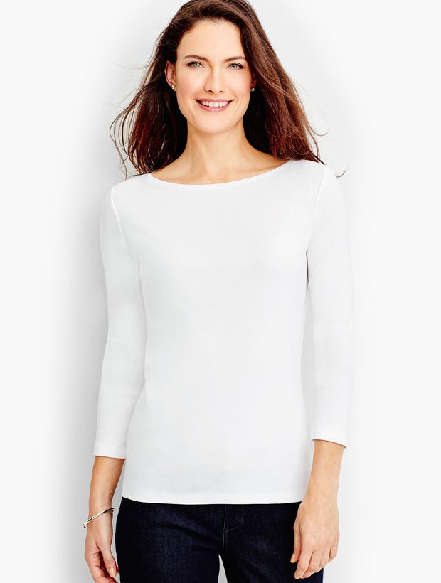 Pima Cotton Bateau Neck Tee | Talbots