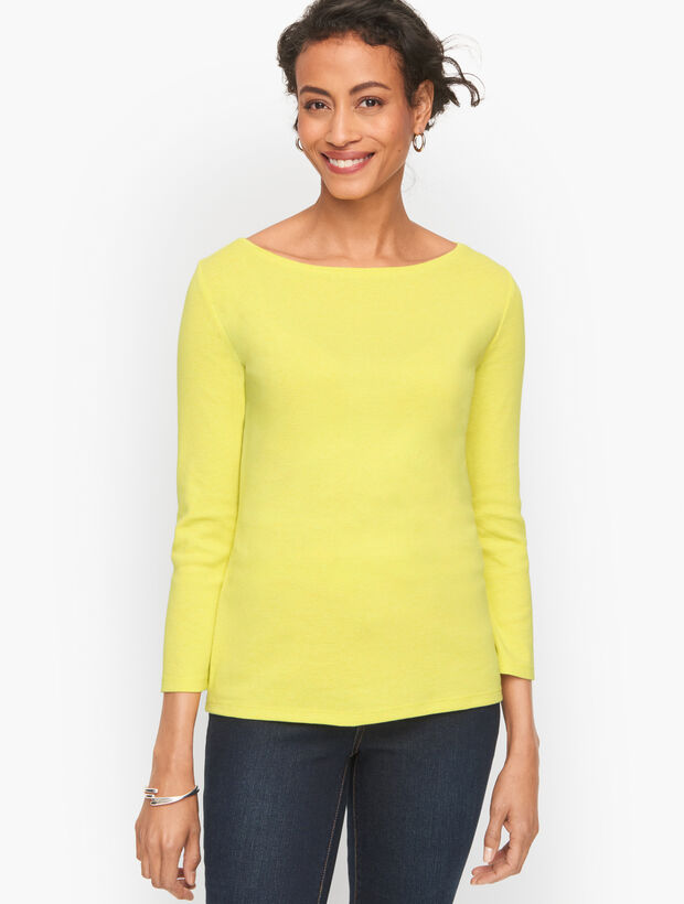Pima Cotton Bateau Neck Tee- Heather | Talbots