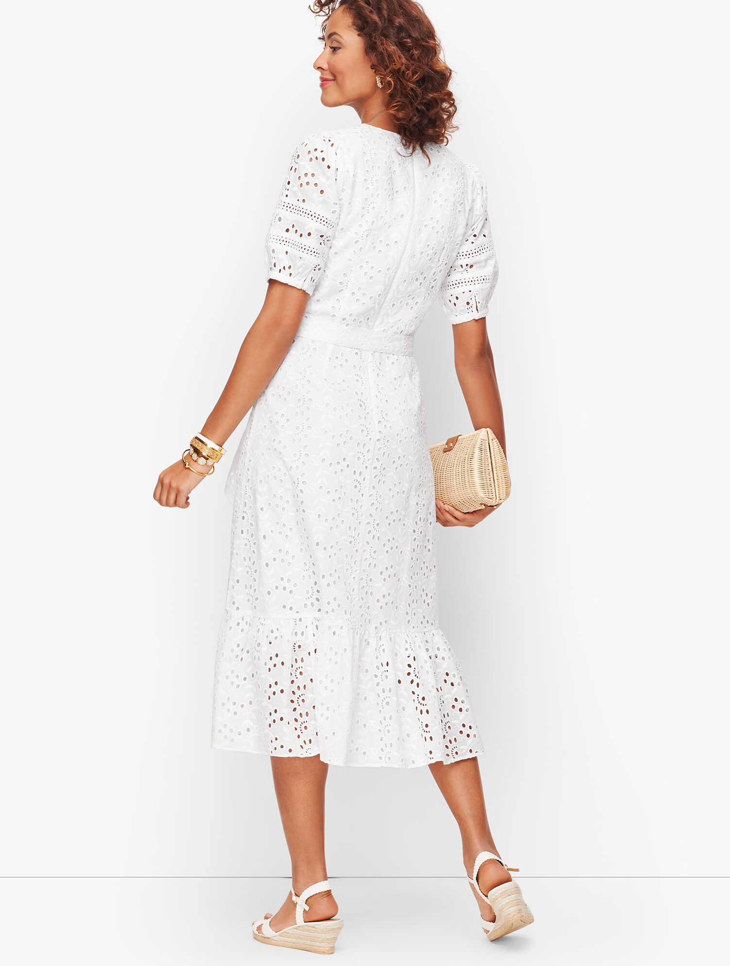 Eyelet Cascade Wrap Dress | Talbots