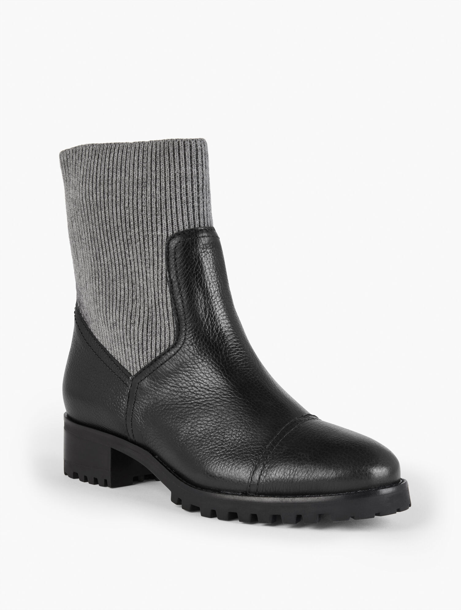 Tish Knit Pebbled Leather Boots | Talbots