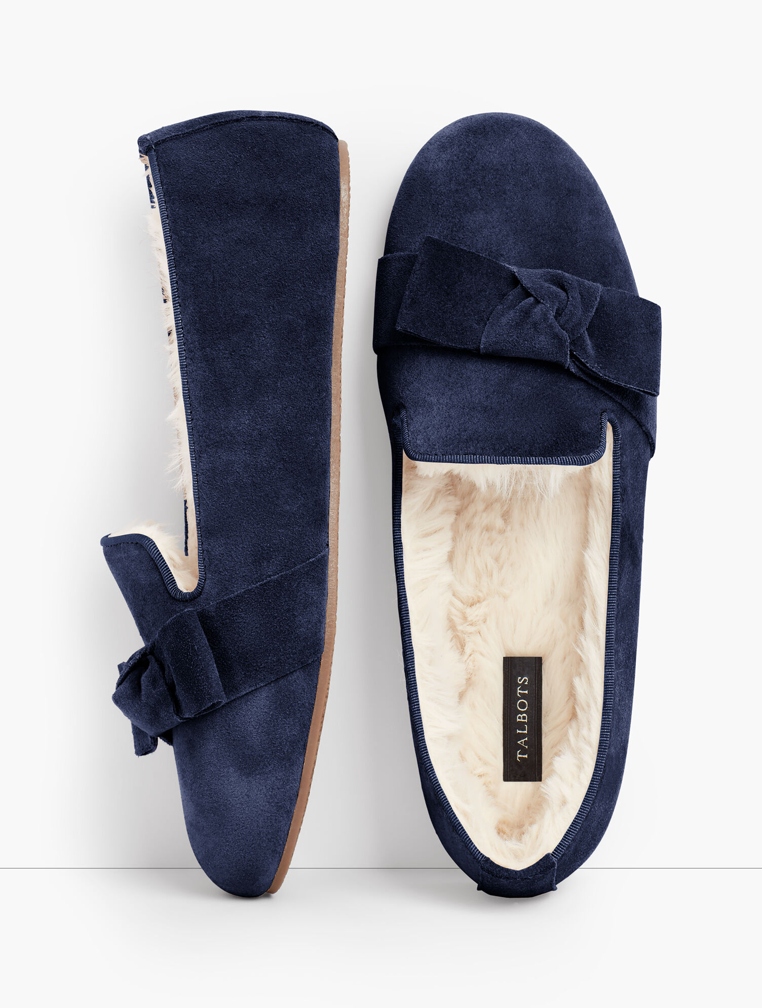 Fireside Bow Slippers - Suede | Talbots