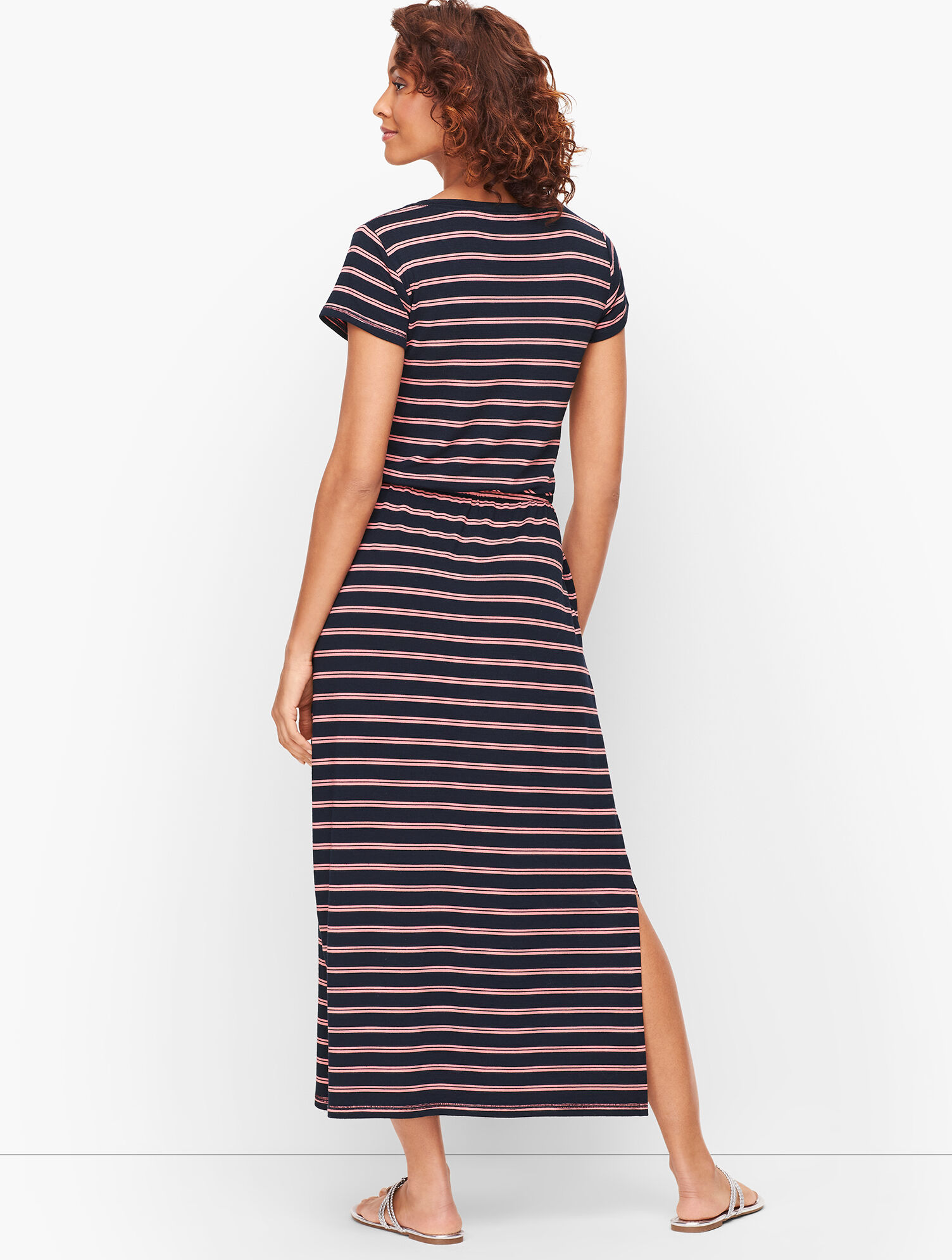 Stripe Split Neck Maxi Dress | Talbots