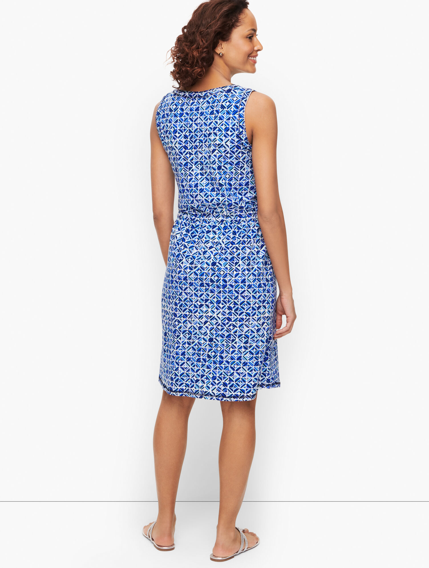 Watercolor Tile Print Dress | Talbots