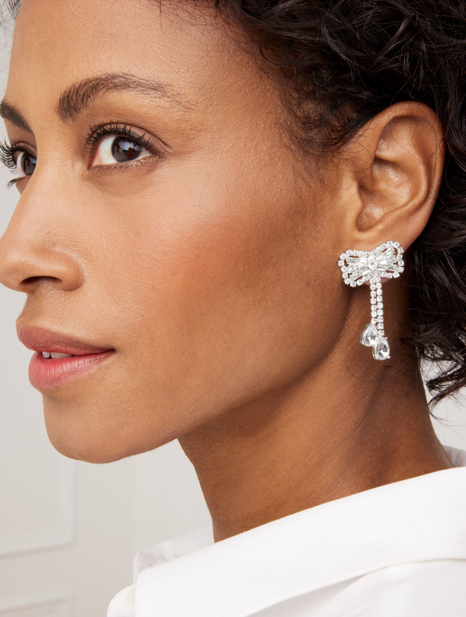 Crystal Bow Drop Earrings | Talbots