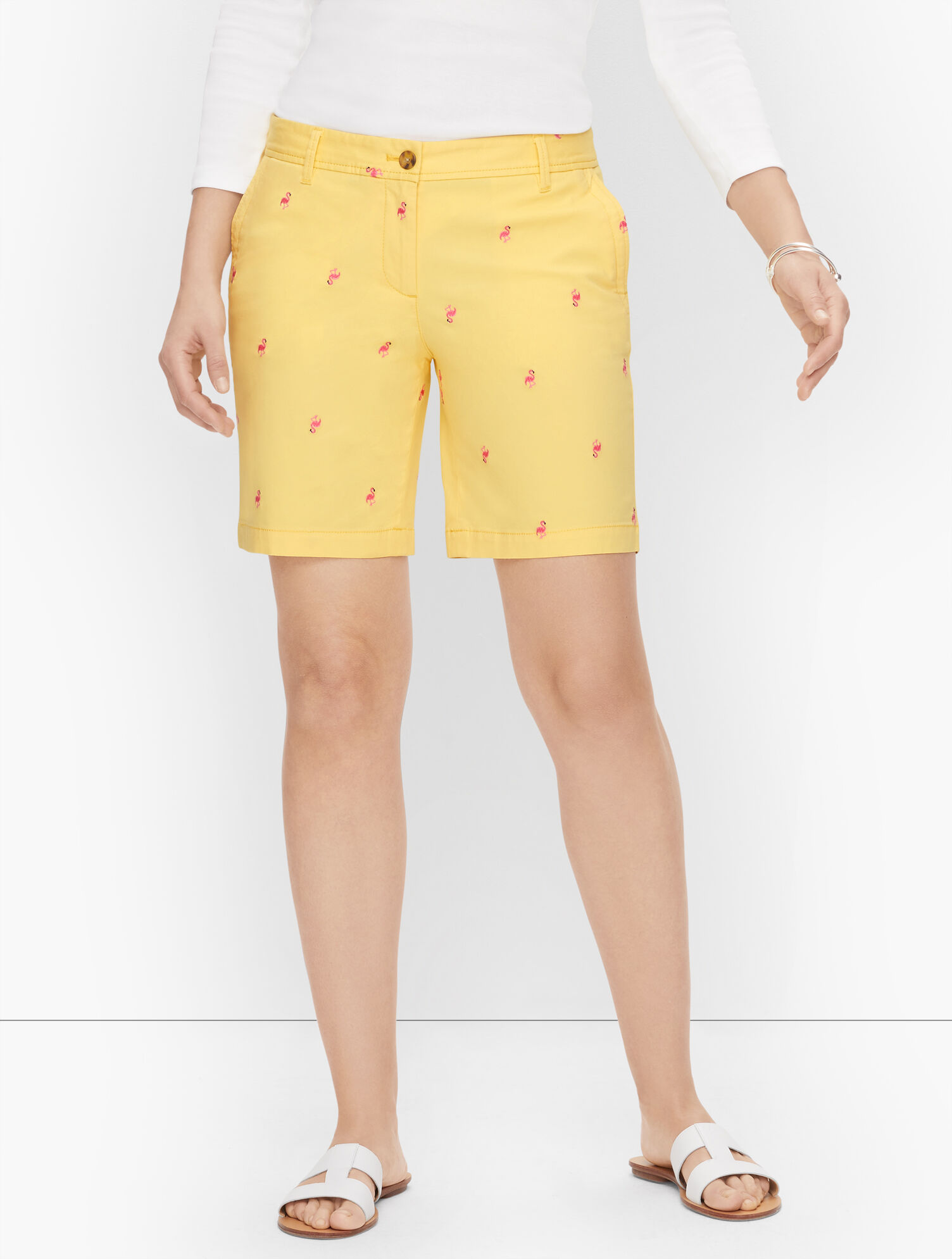 flamingo pattern shorts