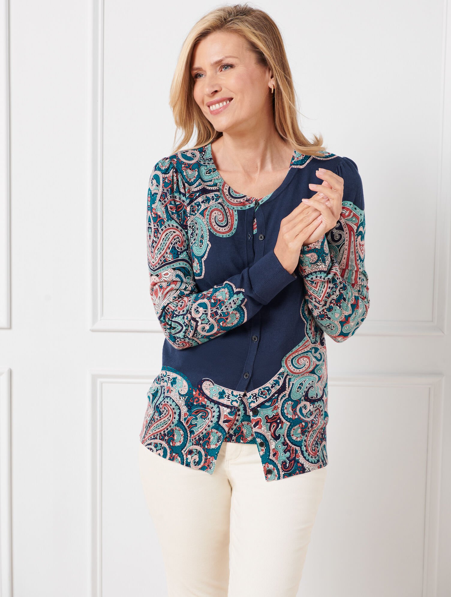 Charming Cardigan - Bright Paisley | Talbots