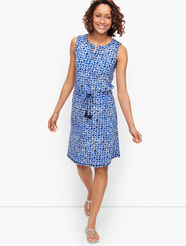 Watercolor Tile Print Dress | Talbots