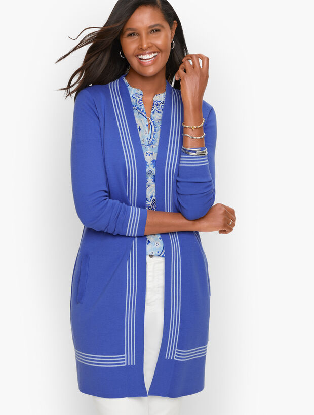 Tipped Long Cardigan | Talbots