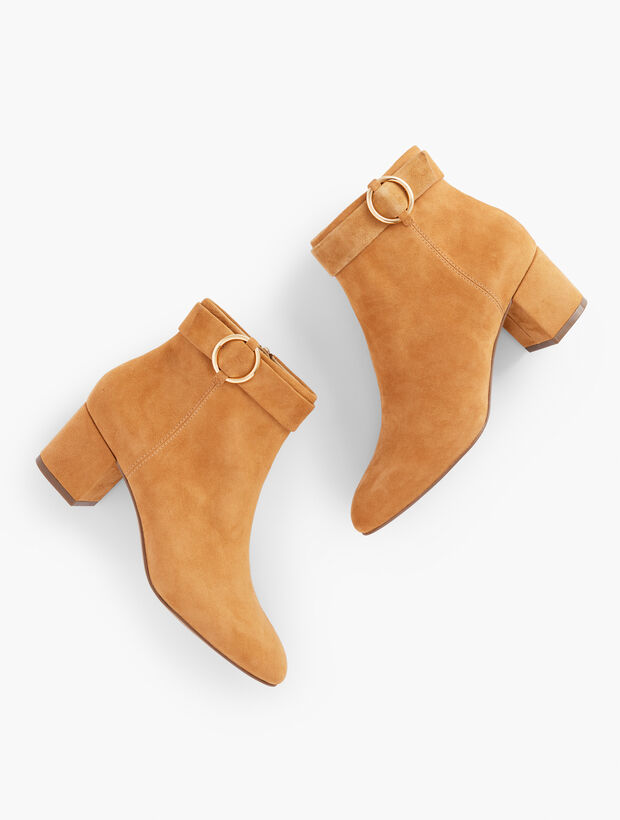 Maud Ring Block Heel Bootie - Suede | Talbots