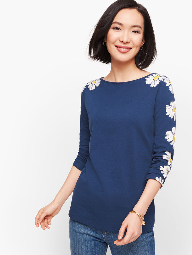 Daisy Cotton Bateau Neck Tee | Talbots