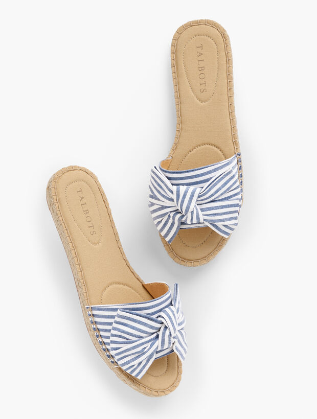 Illysa Bow Espadrille Slide Sandals - Seersucker | Talbots