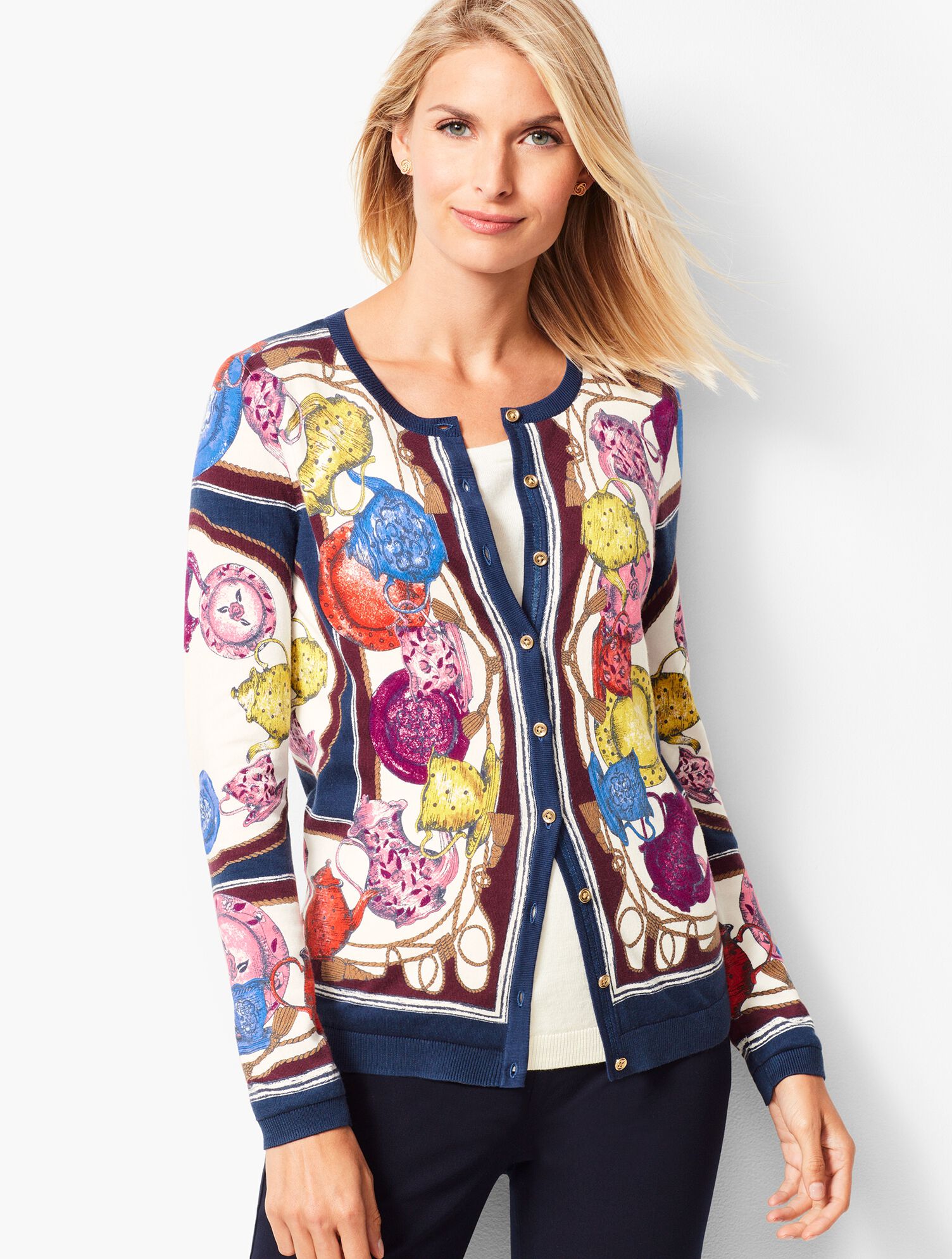 Charming Cardigan - Tea Party Print | Talbots