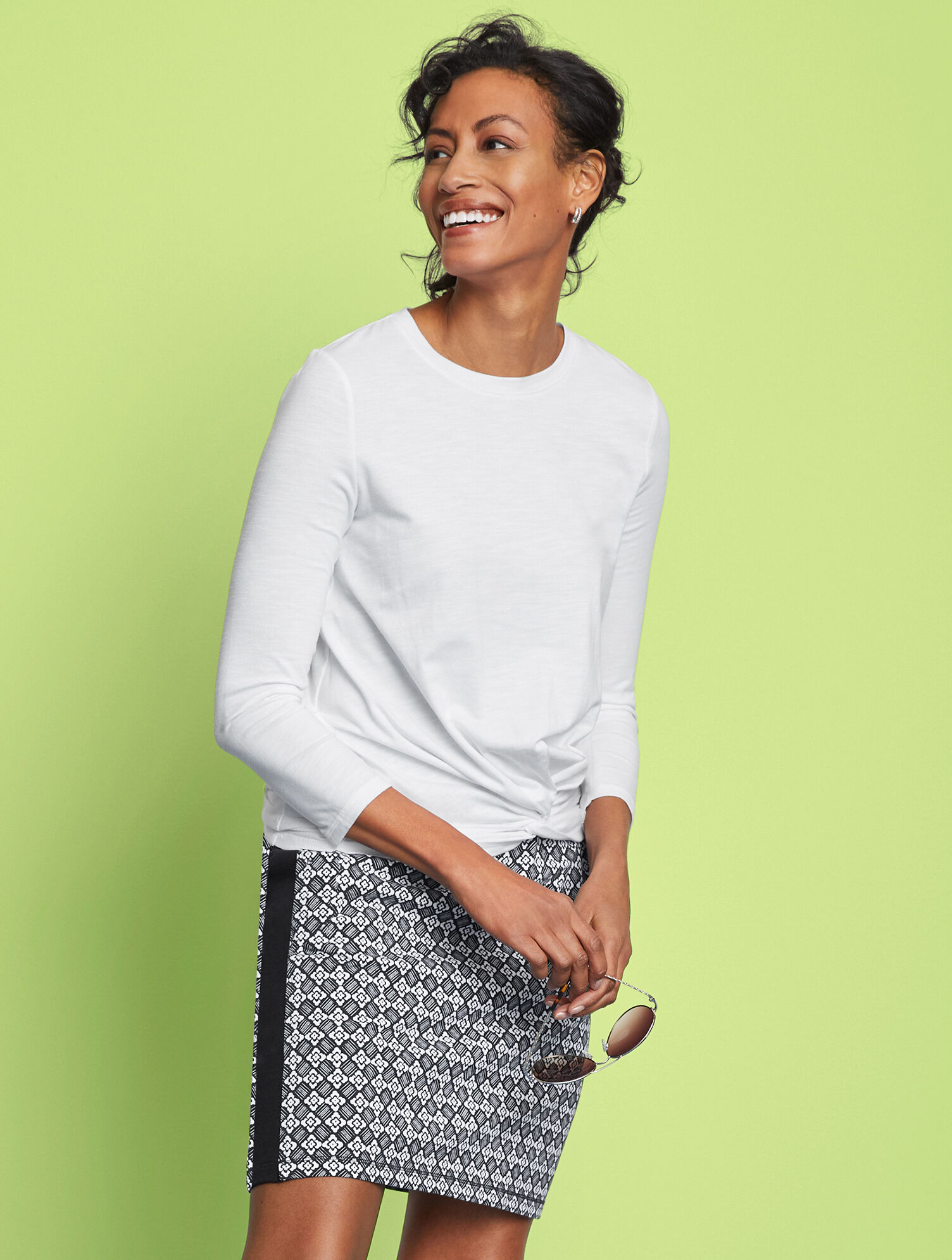 Three-quarter Sleeve Twist Front Top | Talbots