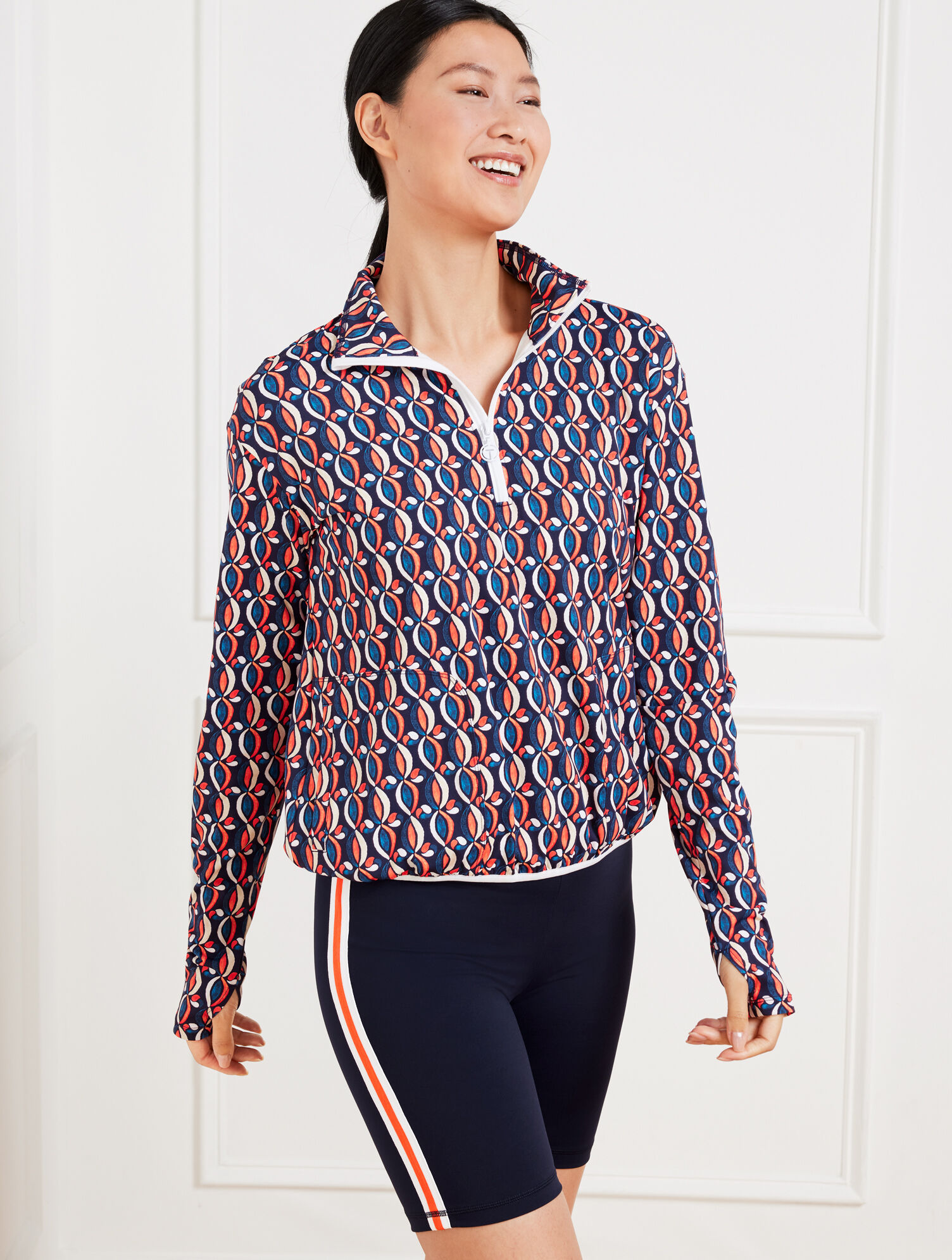 Performance Interlock Half-Zip Pullover - Pinwheel Geo | Talbots