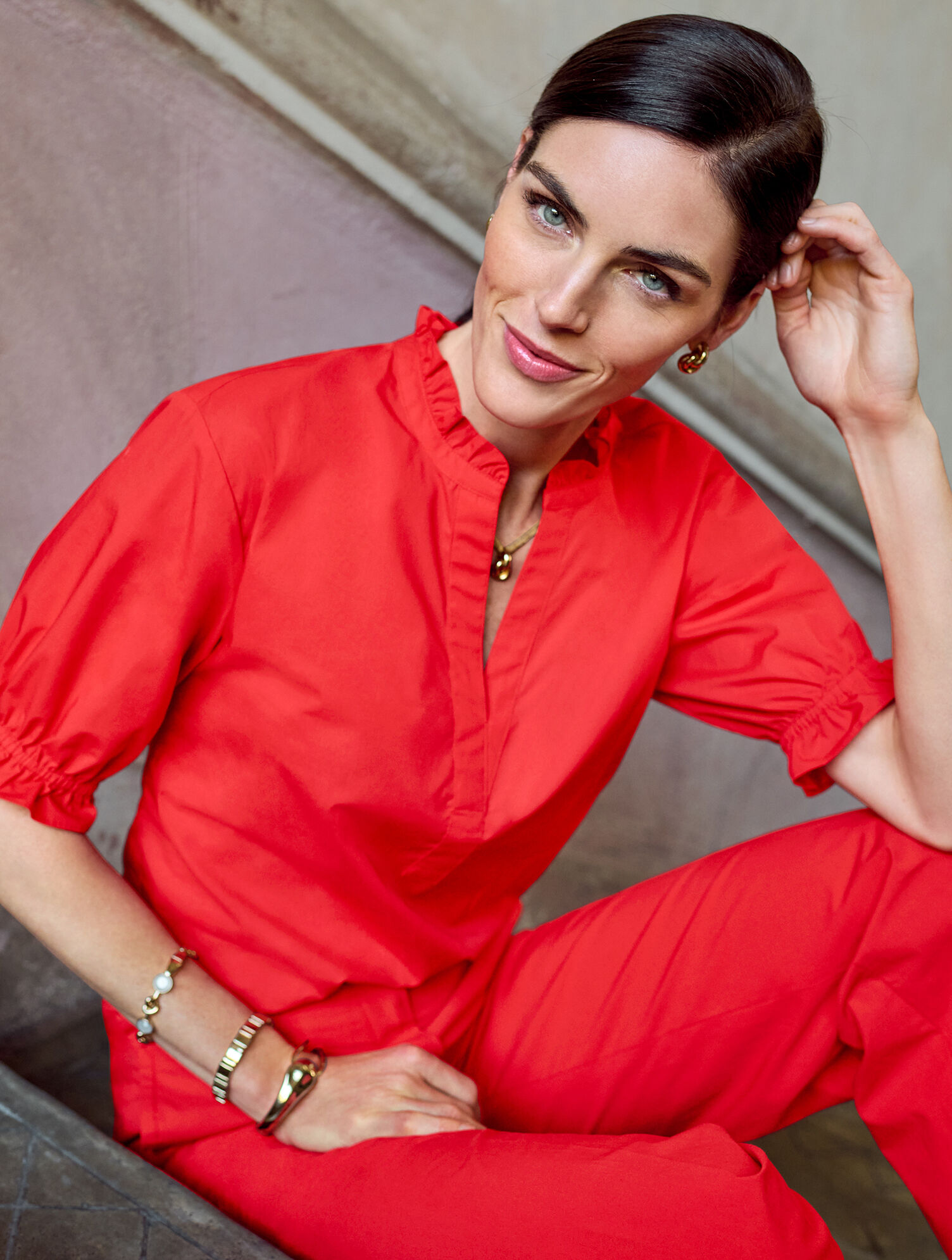 Fresh Poplin Ruffle Popover | Talbots