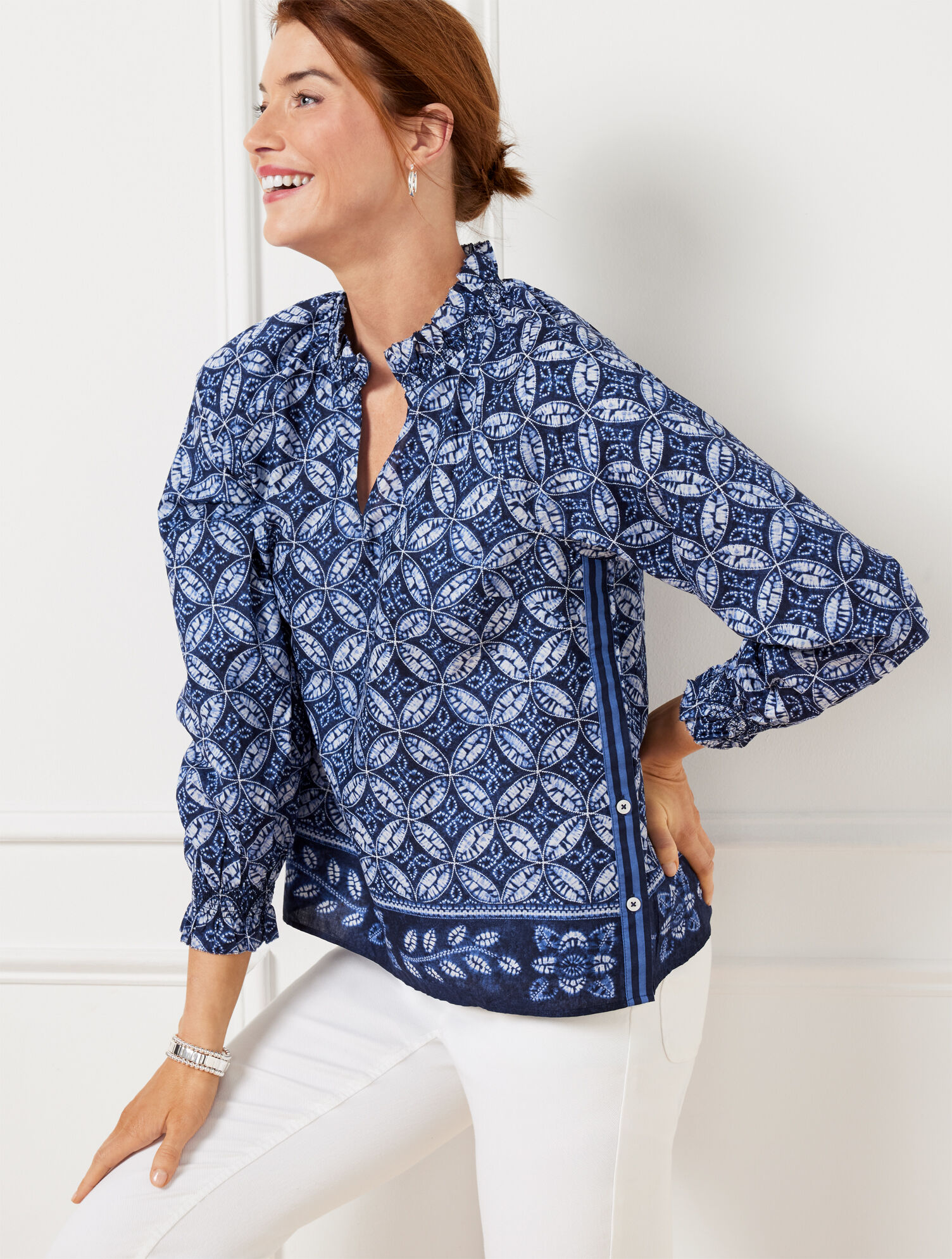 Side Button Top - Medallion Tie-Dye | Talbots