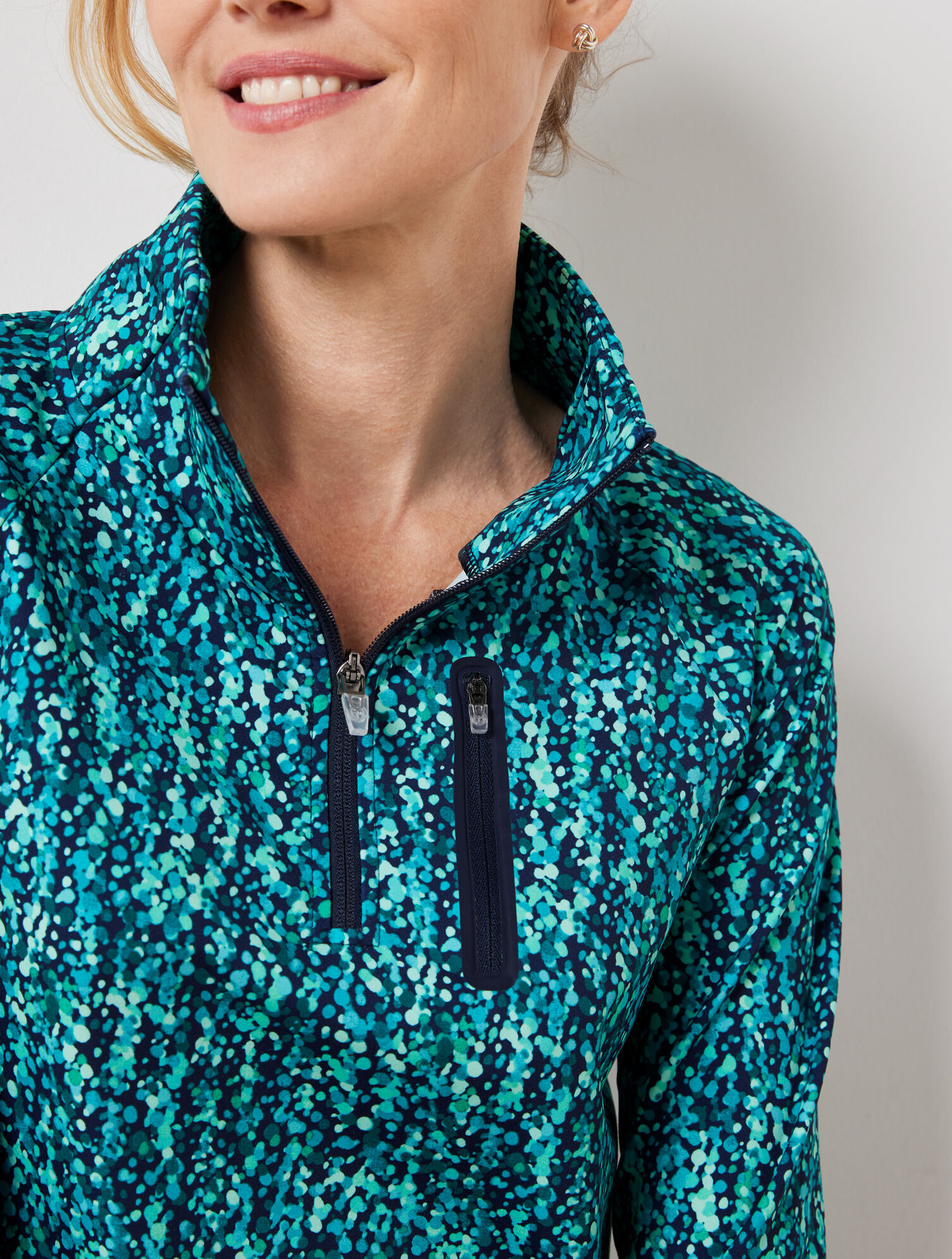 Performance Interlock Half-Zip Pullover - Bicolor Dots | Talbots