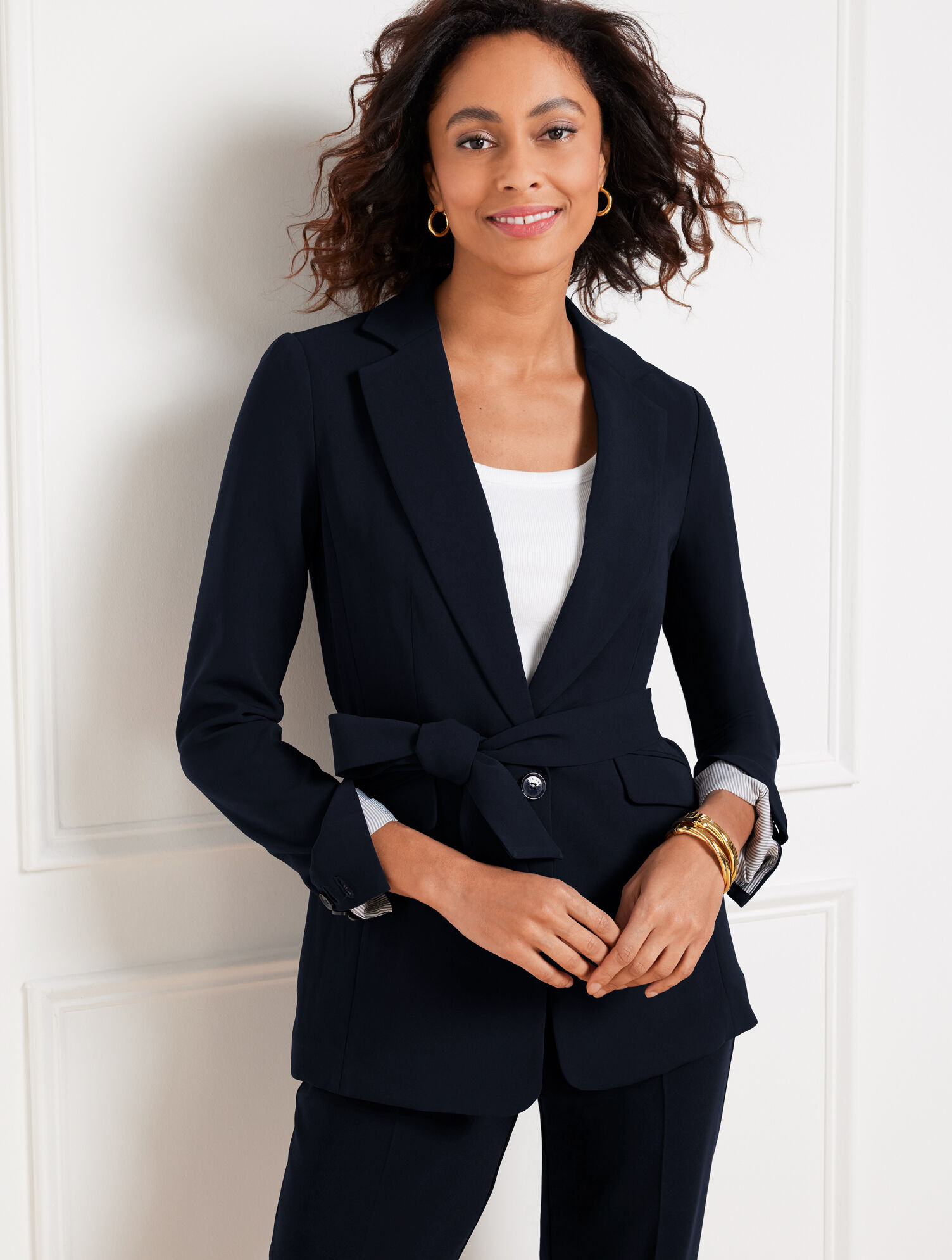 Easy Travel Tie Waist Blazer | Talbots