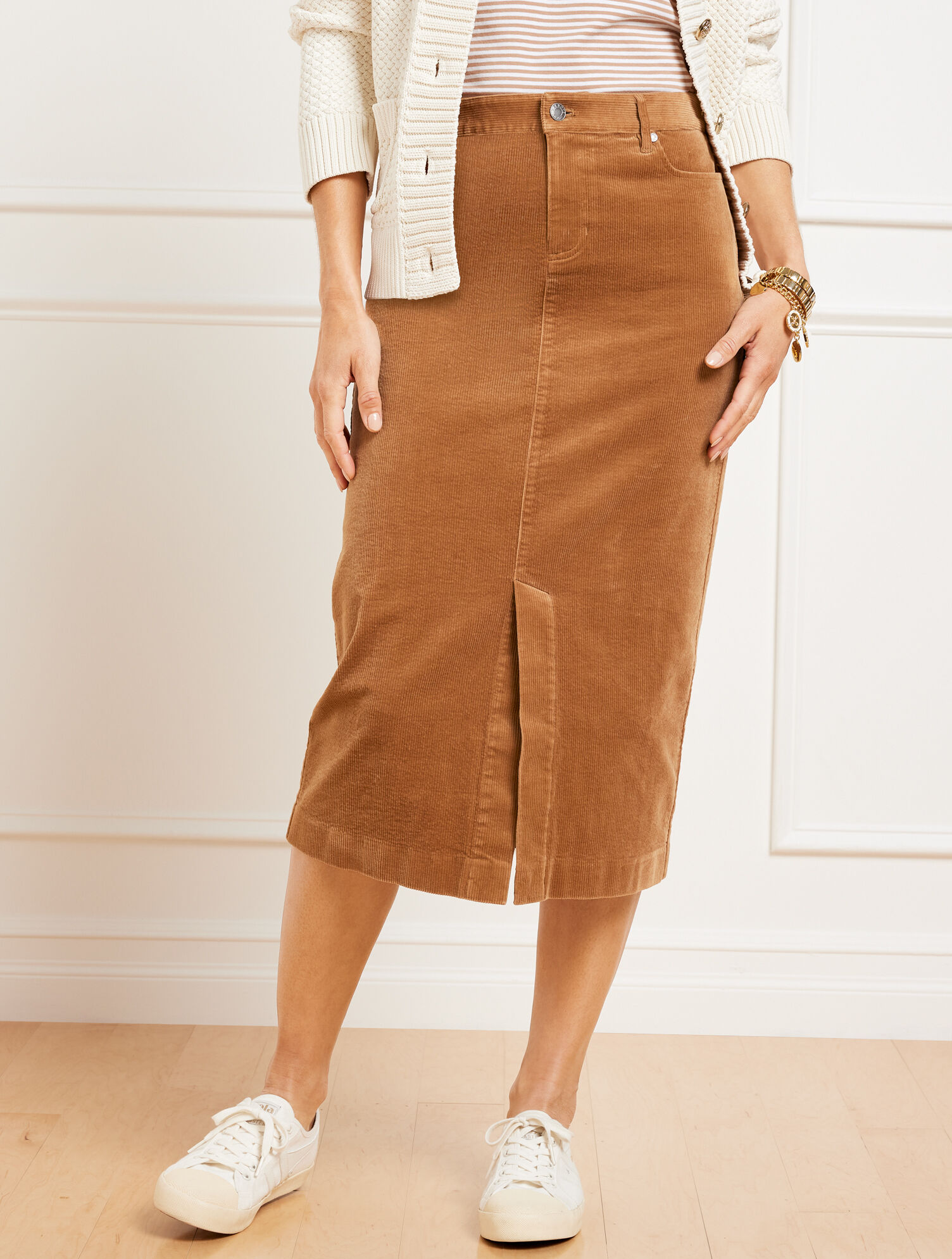 Corduroy A-Line Midi Skirt | Talbots
