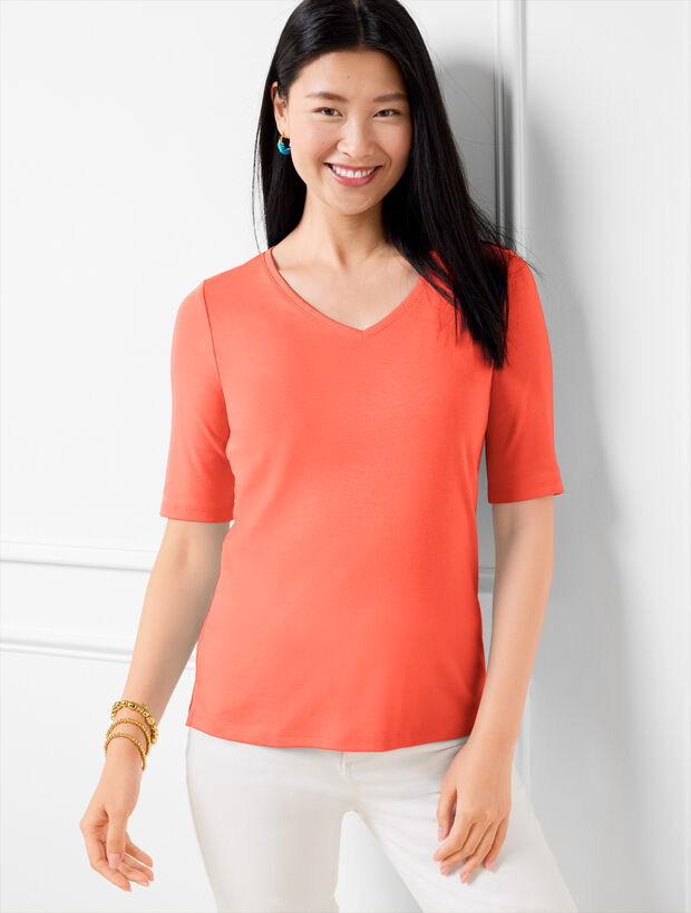 Pima Cotton V-Neck Tee | Talbots