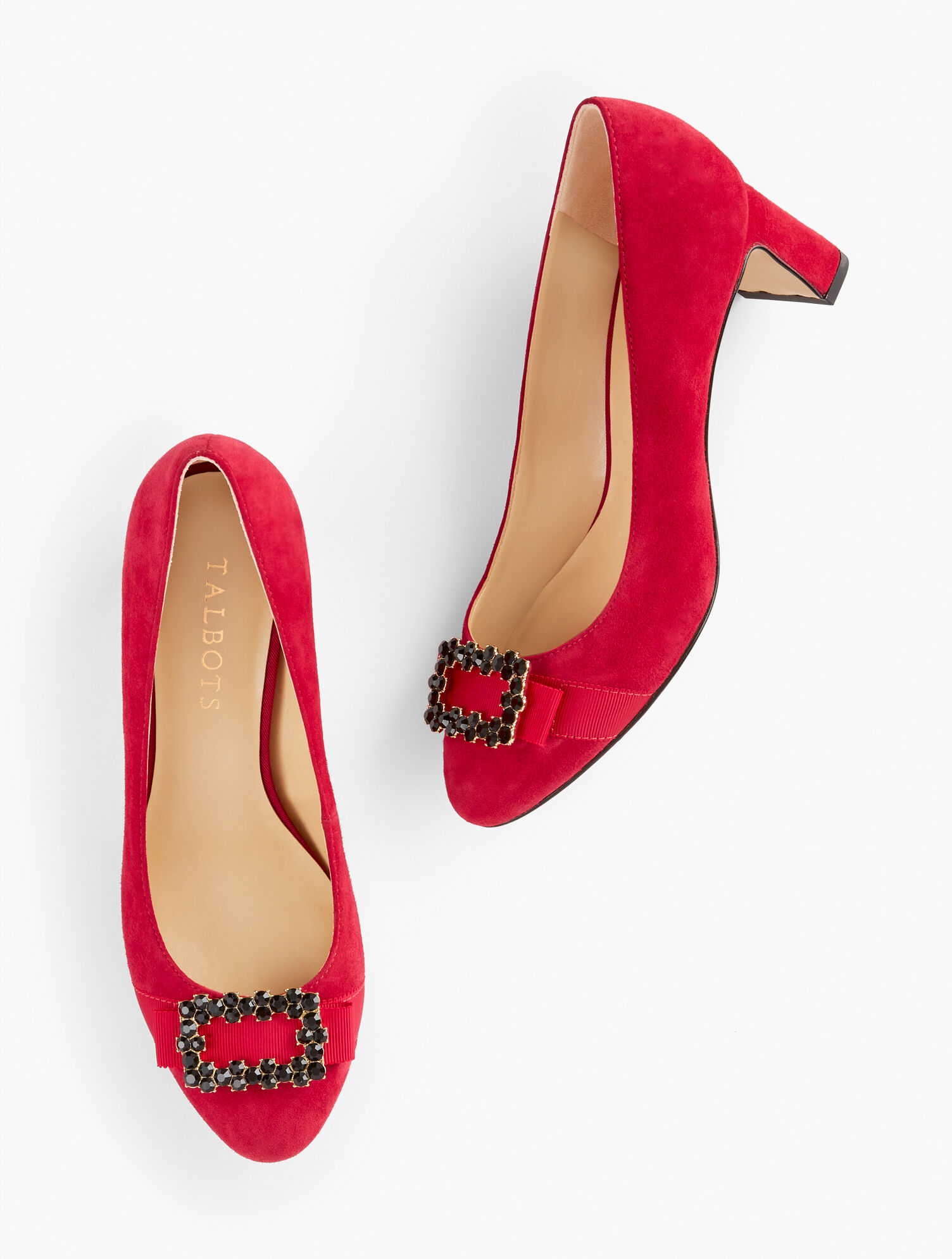 Isadora Jewel Bow Suede Pumps | Talbots
