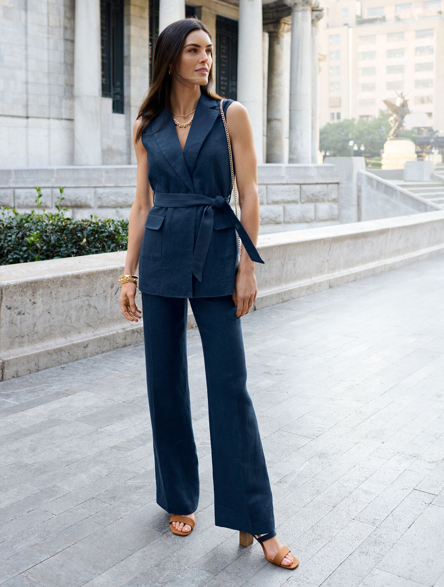 Talbots Greenwich Wide Leg Linen Pants - Cross Dyed | Talbots