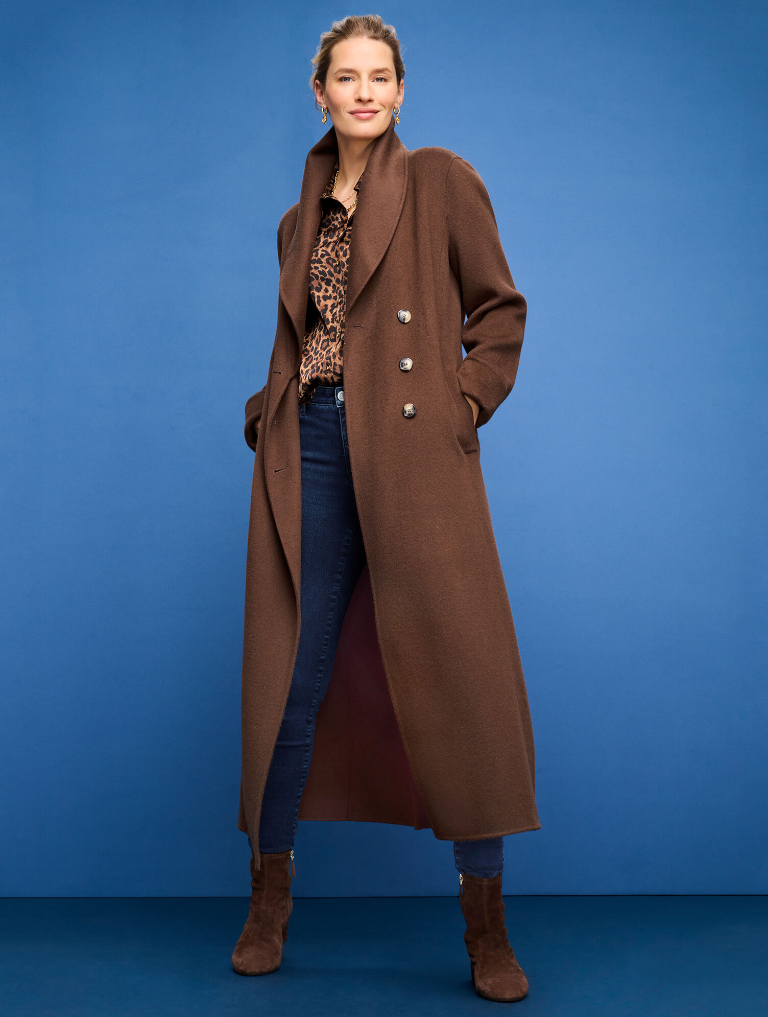 Double Face Wool Blend Shawl Collar Coat | Talbots